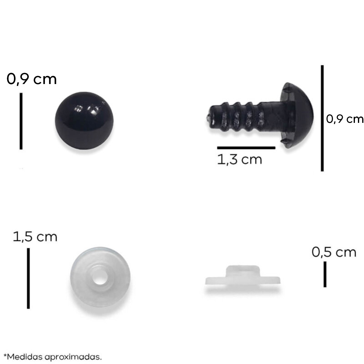 OLHOS PARA AMIGURUMI Nº 9 PRETO 10 PARES - OLHOS PARA AMIGURUMI N.9 ...